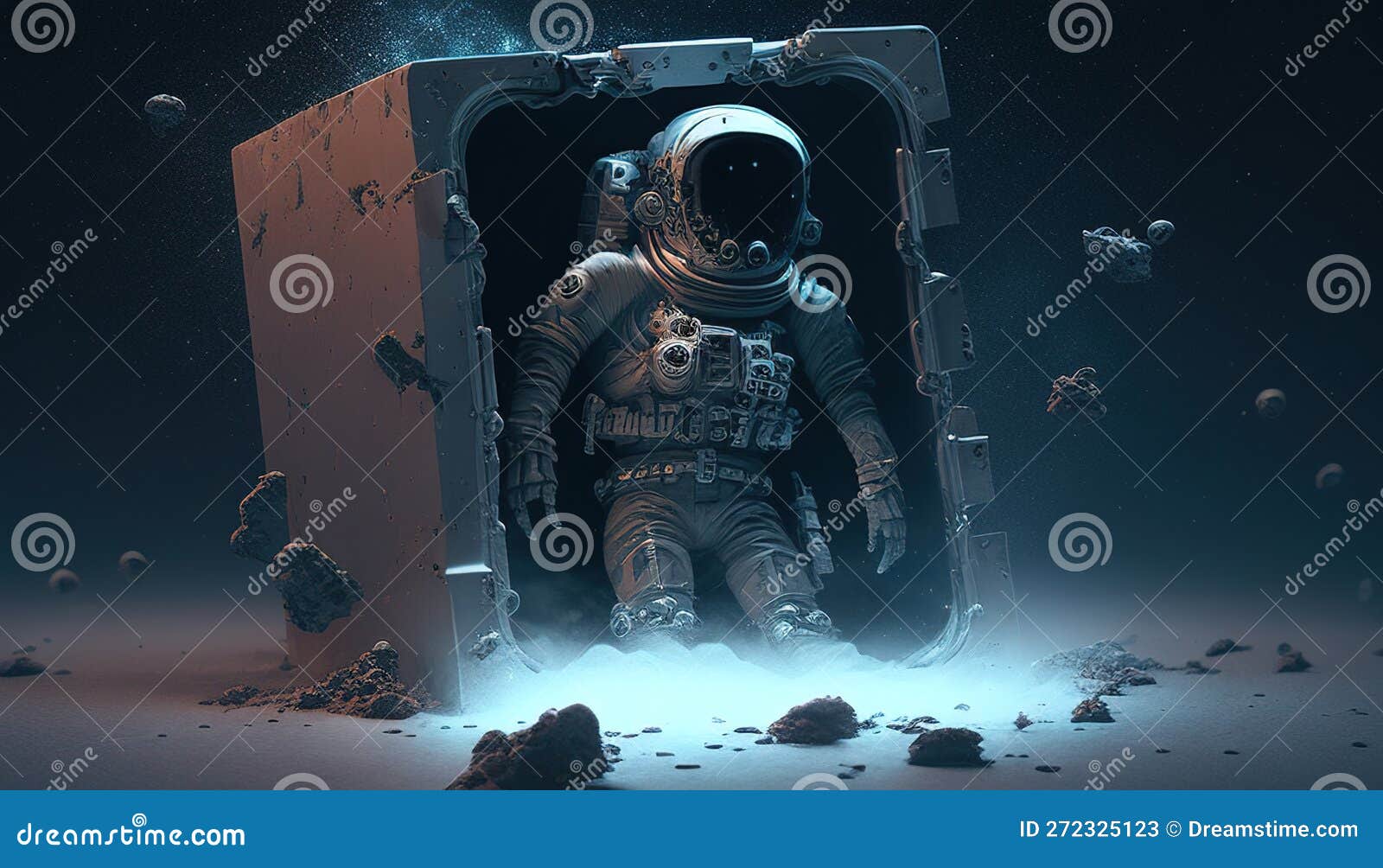 Undead Astronaut Digital Art Illustration, Generative AI Stock ...