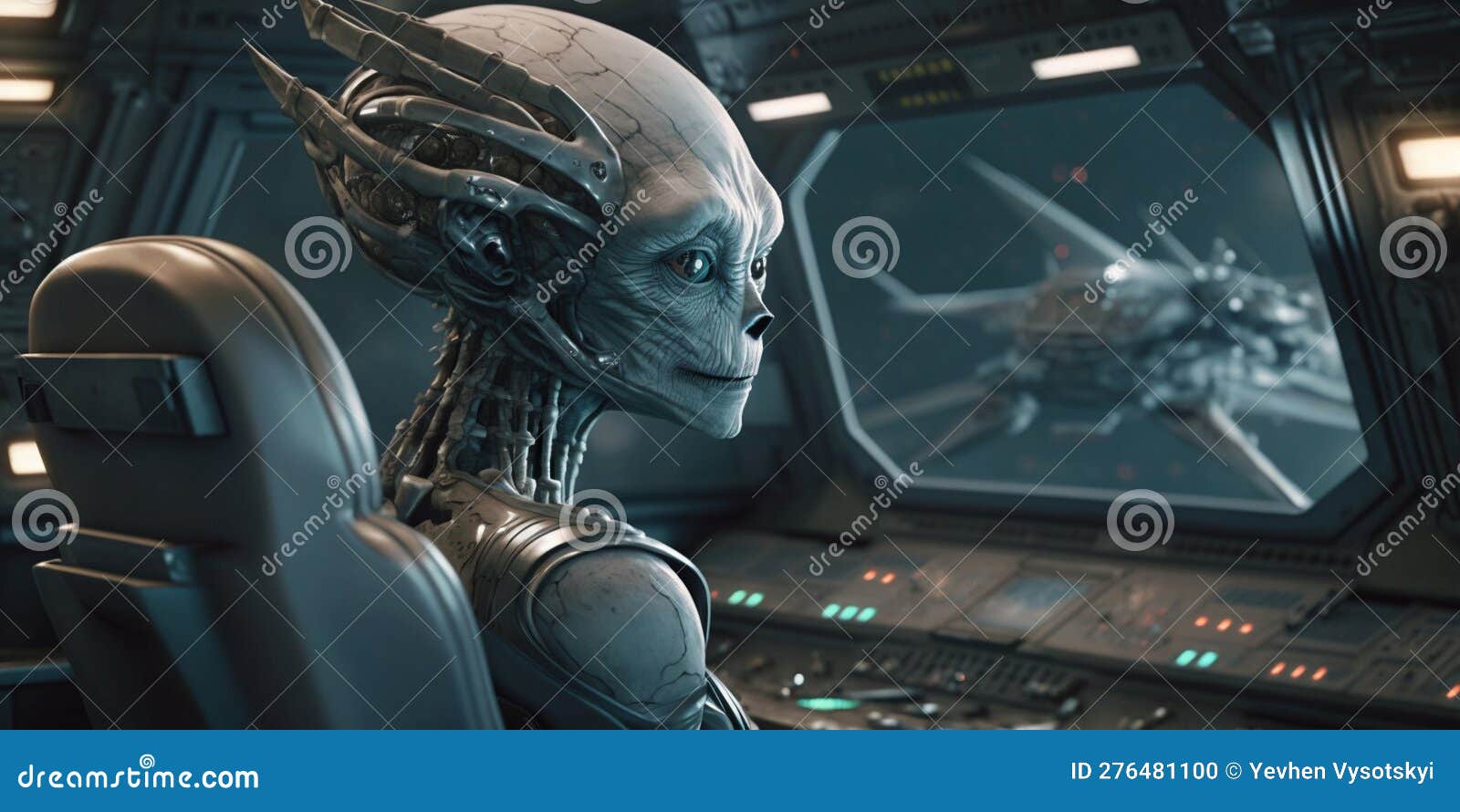 Undead Astronaut, Humanoid Aboard a Spaceship Stock Illustration ...