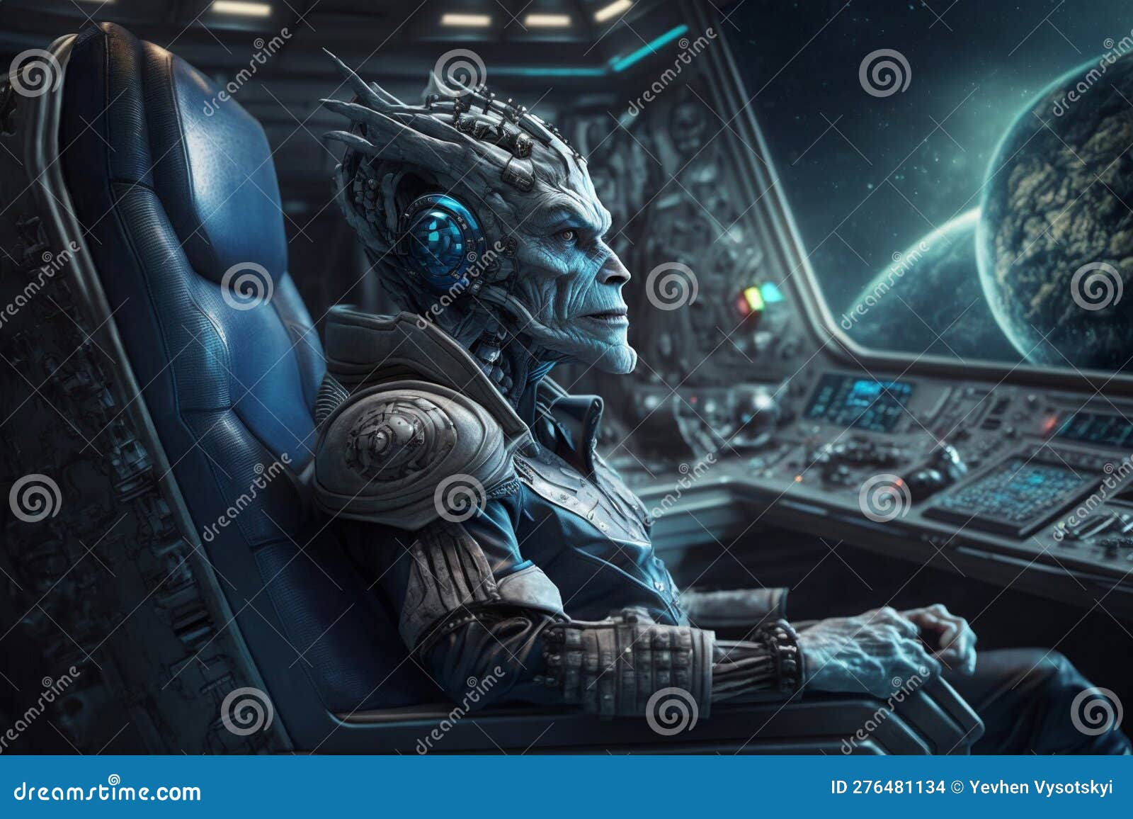 Undead Astronaut, Humanoid Aboard a Spaceship Stock Illustration ...