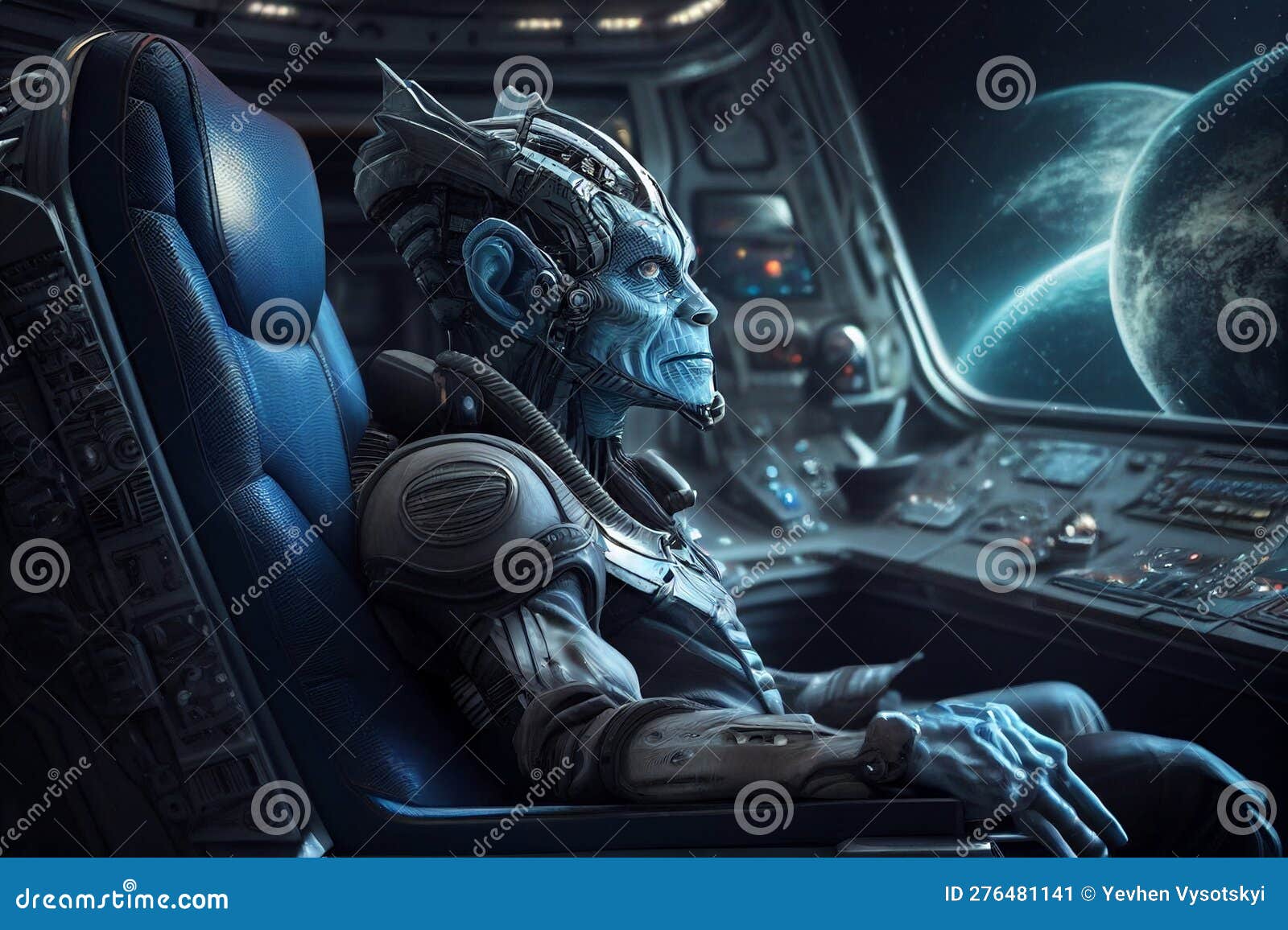 Undead Astronaut, Humanoid Aboard a Spaceship Stock Illustration ...