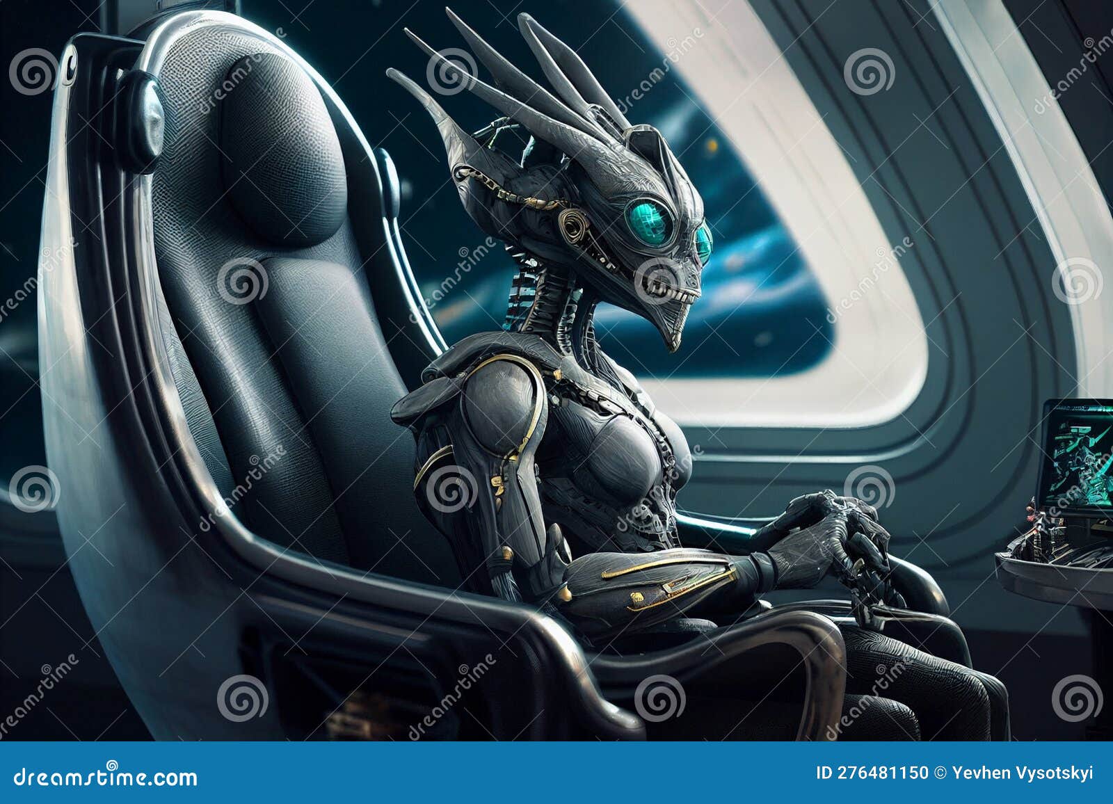 Undead Astronaut, Humanoid Aboard a Spaceship Stock Illustration ...