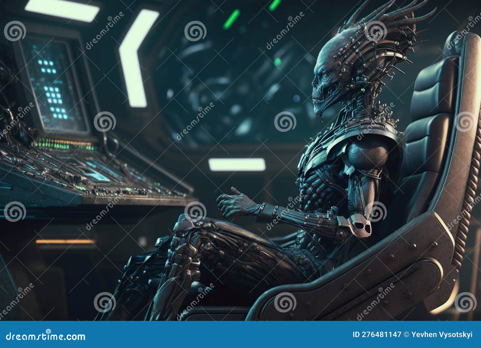 Undead Astronaut, Humanoid Aboard a Spaceship Stock Illustration ...