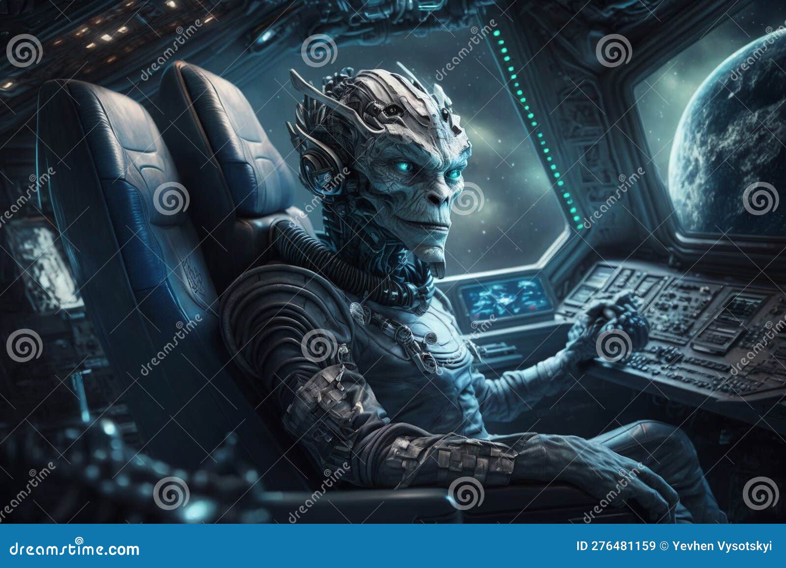 Undead Astronaut, Humanoid Aboard a Spaceship Stock Illustration ...
