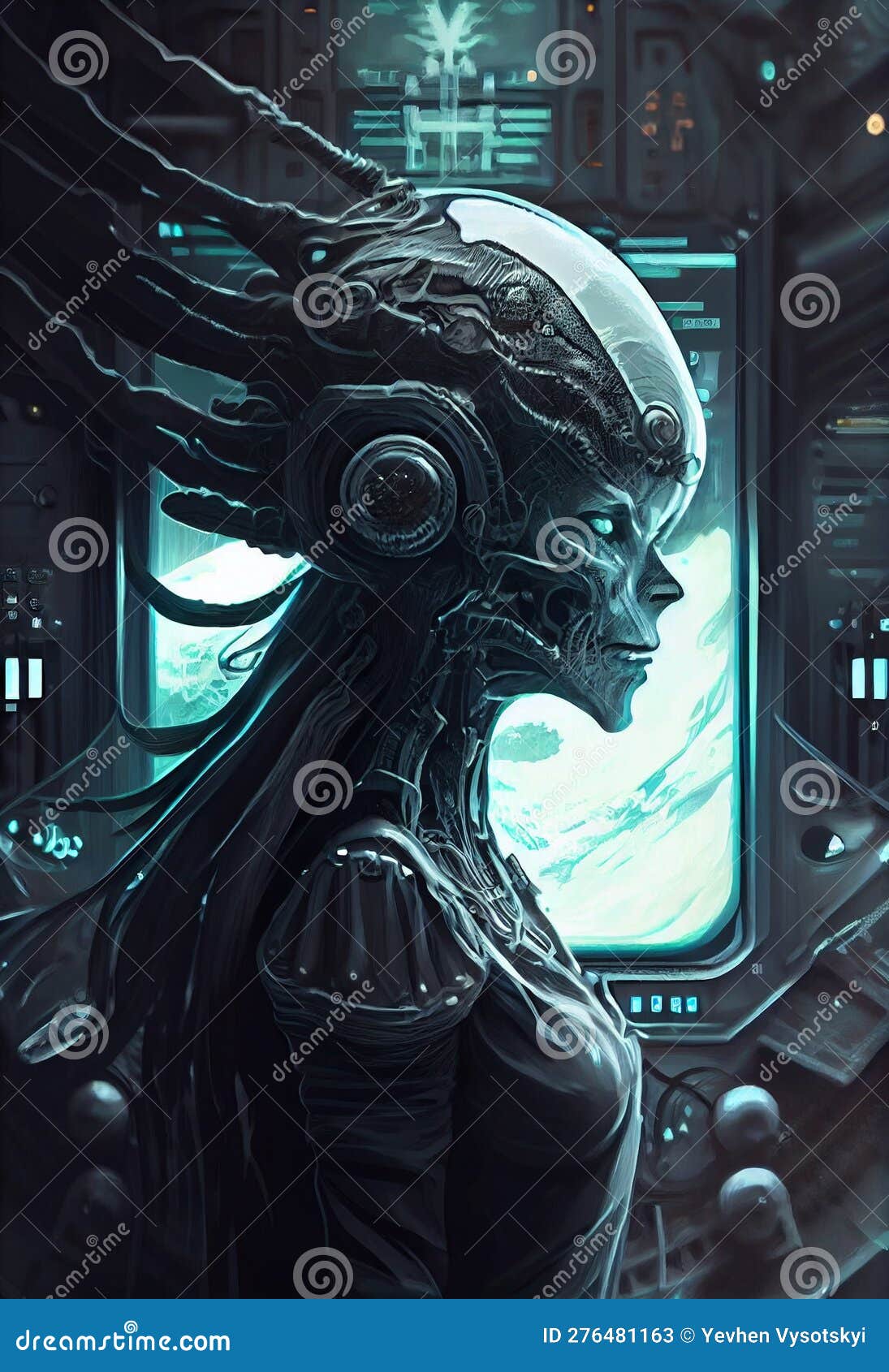 Undead Astronaut, Humanoid Aboard a Spaceship Stock Illustration ...