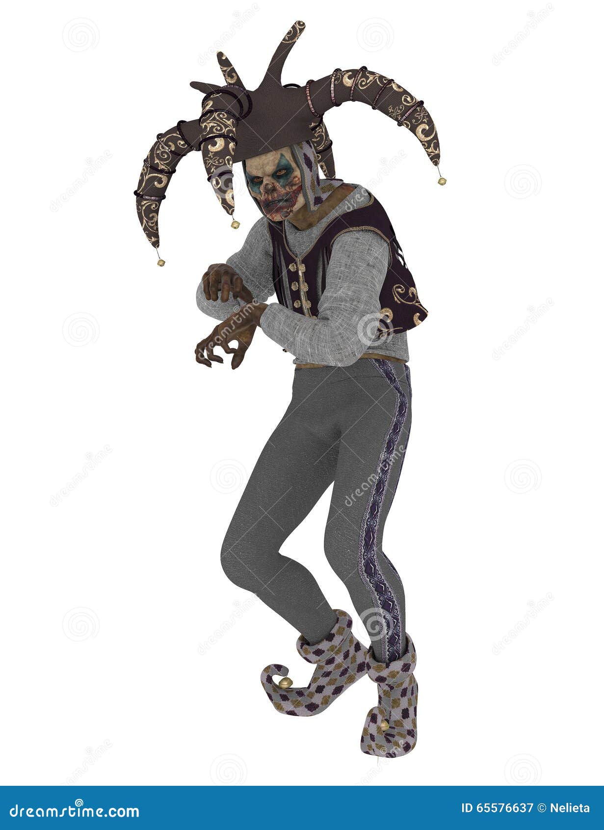 Undead clown , CG 3D stock illustration. Illustration of court - 65576637