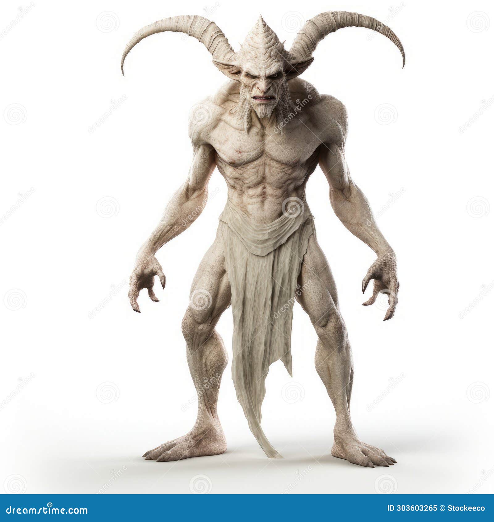 3d Demon Model with Horns - Realistic and Isolated Stock Illustration ...