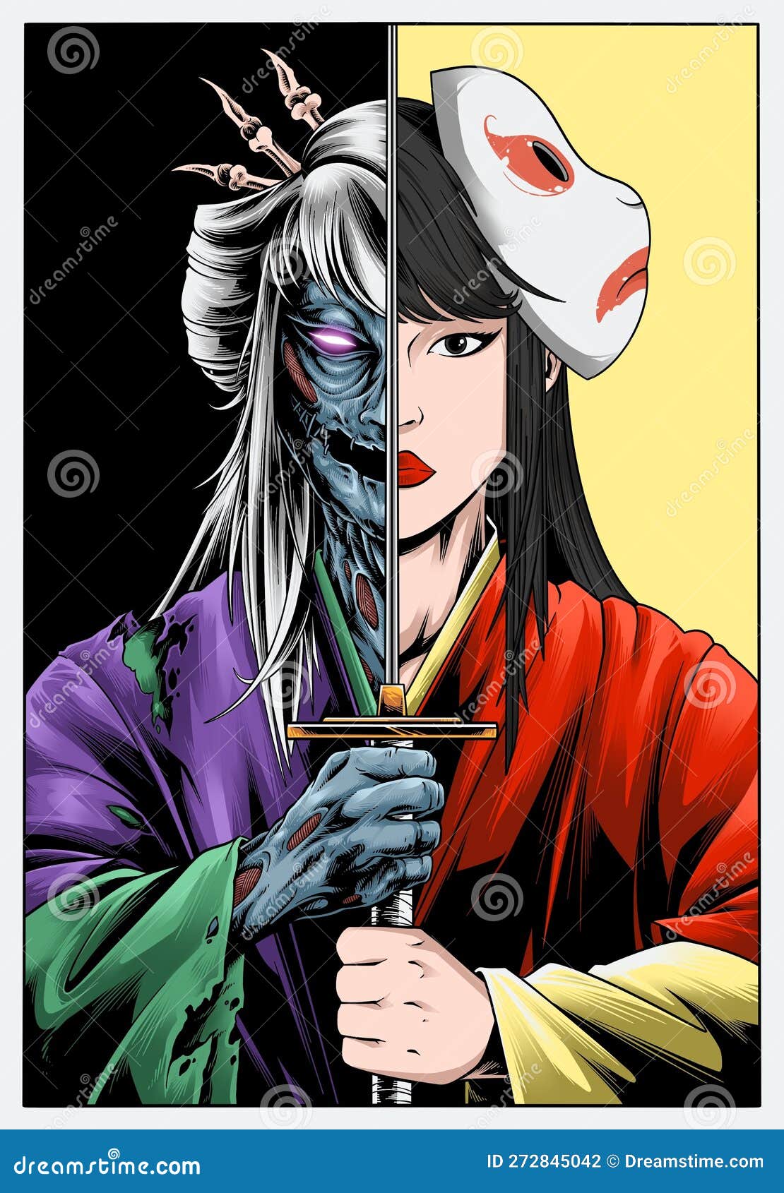 UNDEAD GEISHA stock illustration. Illustration of drawing - 272845042