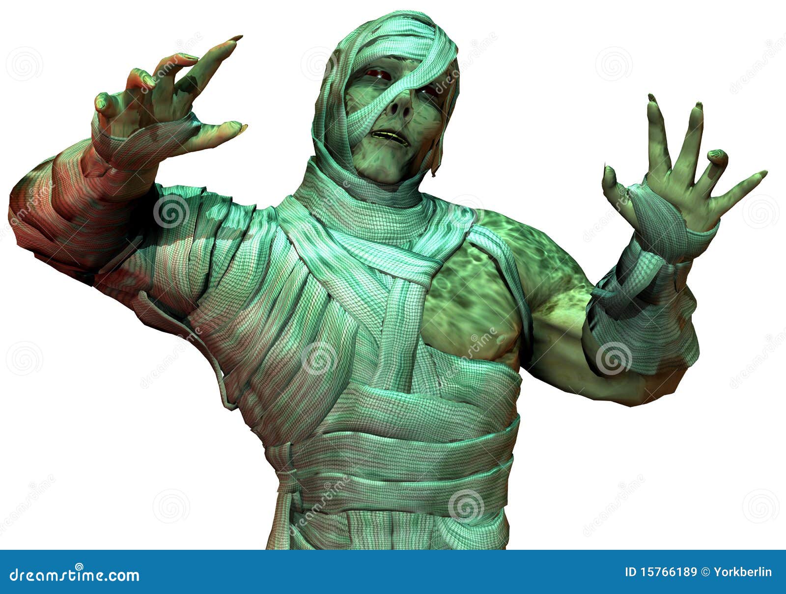 Undead Mummy in the Green Neon Light Stock Illustration - Illustration ...
