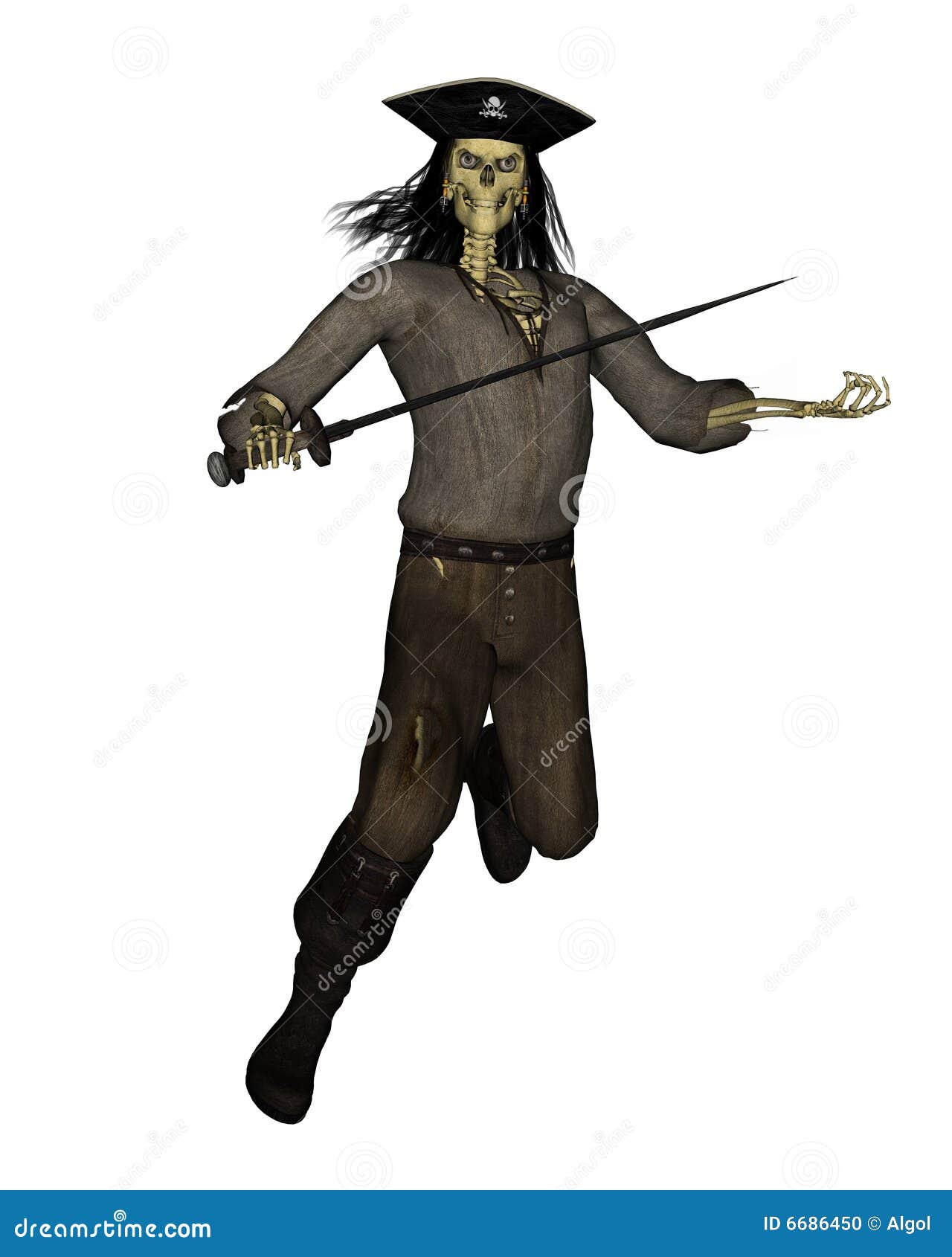 Undead Pirate Skeleton - 2 stock illustration. Illustration of dead ...