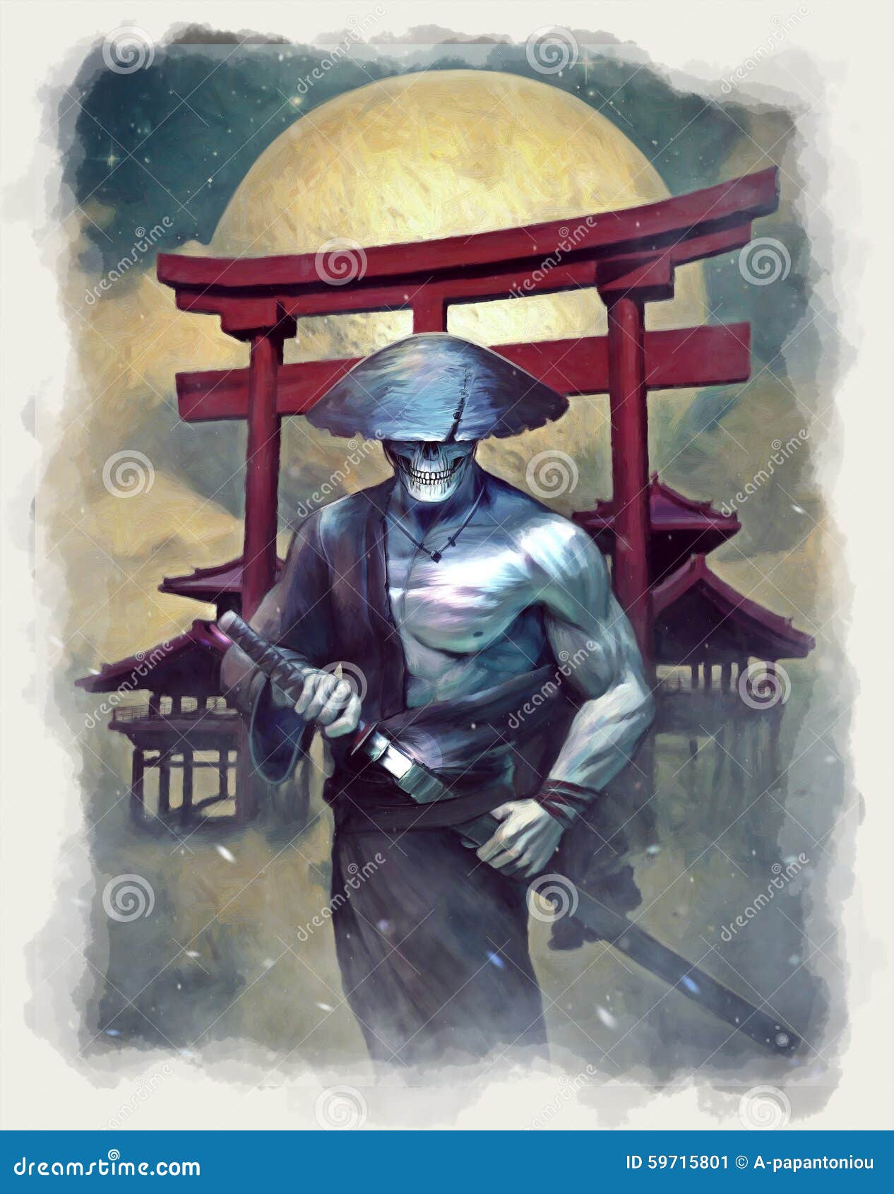 Undead Samurai stock illustration. Illustration of digital - 59715801