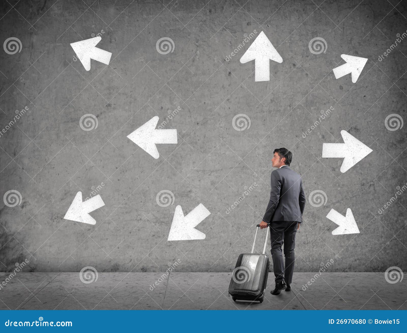 Undecided Businessman stock photo. Image of baggage, indication - 26970680