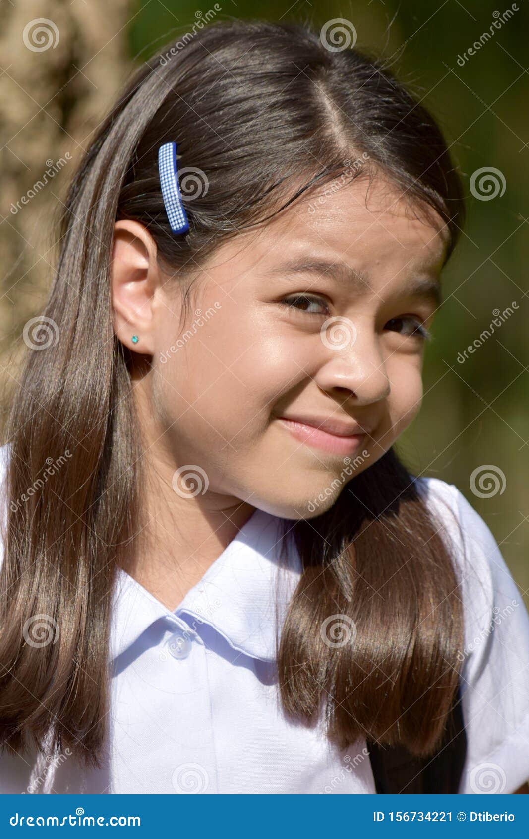 An Undecided Girl Student Wearing Uniform Stock Image - Image of youth ...