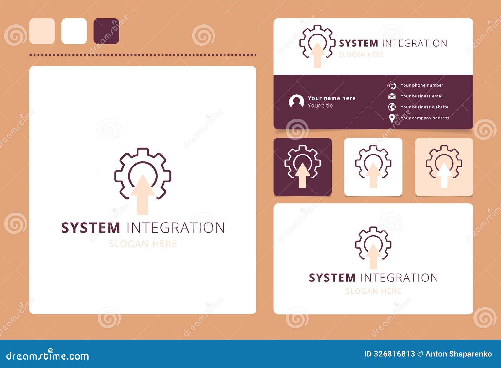 System Integration Logo Concept Featuring a Gear and an Upward Arrow ...