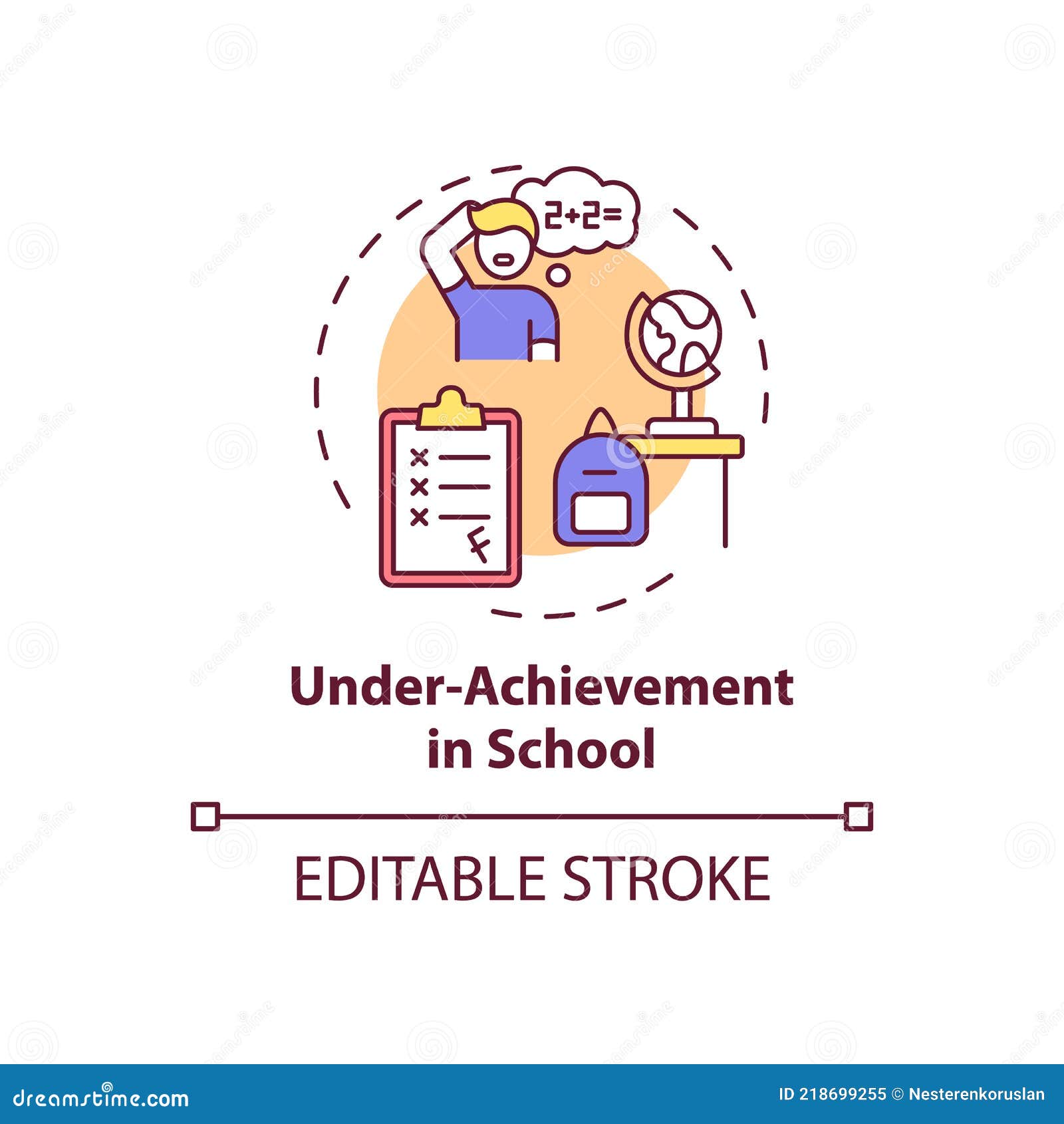 Under Achievement at School Concept Icon Stock Vector - Illustration of ...