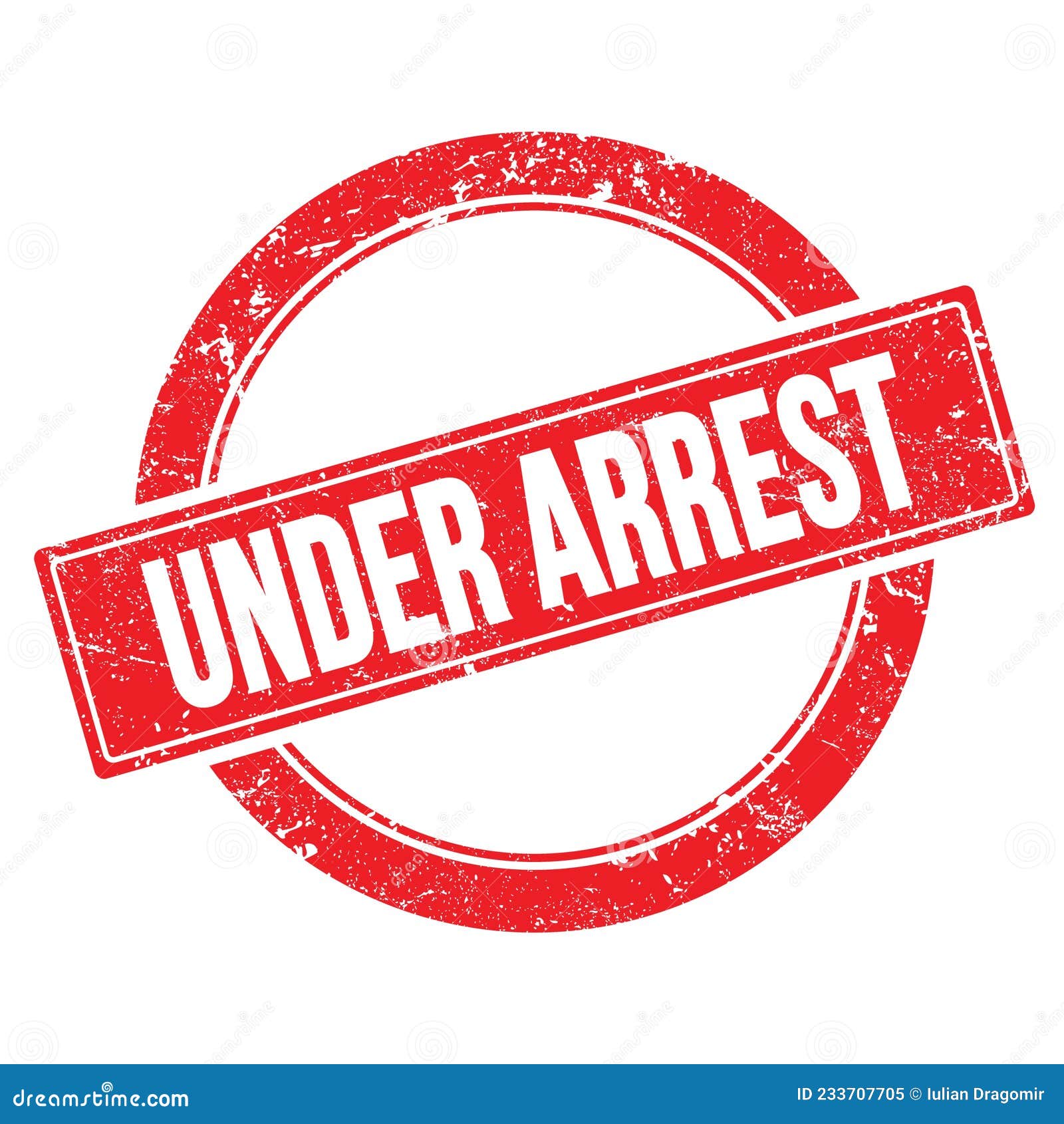UNDER ARREST Text on Red Grungy Round Stamp Stock Illustration ...