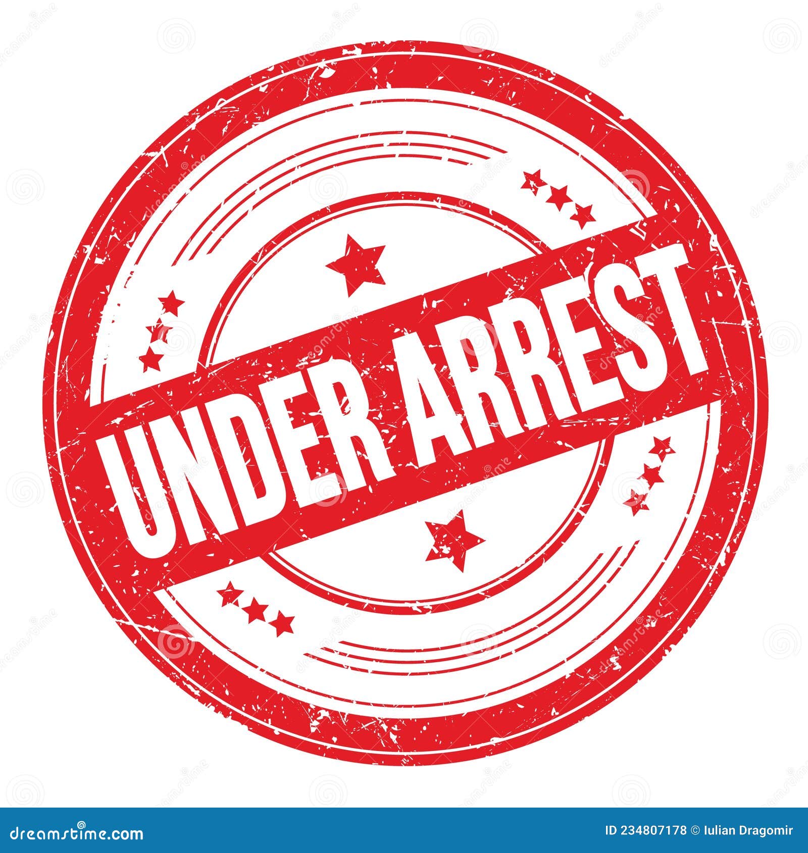 UNDER ARREST Text on Red Round Grungy Stamp Stock Illustration ...