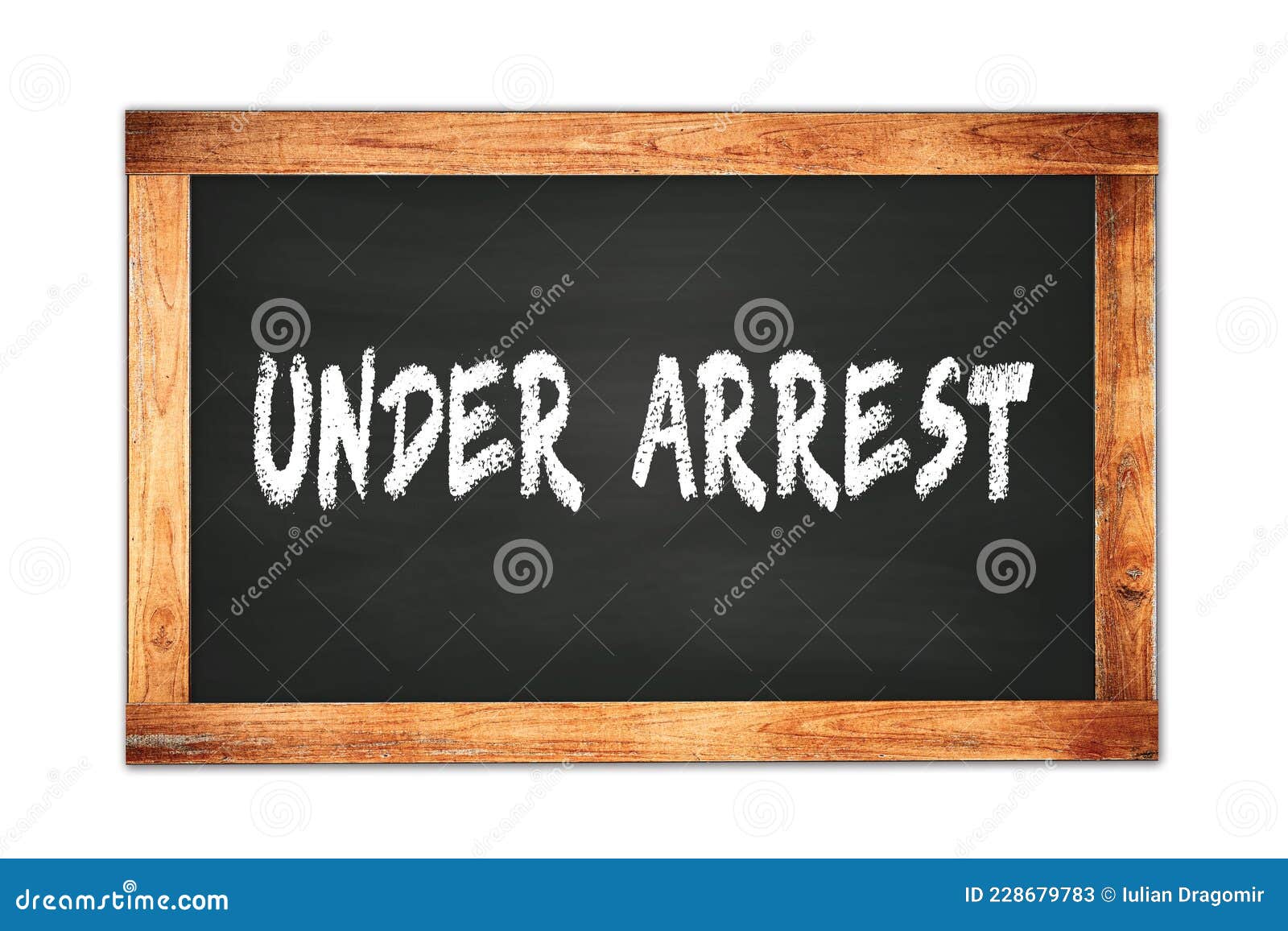 UNDER ARREST Text Written on Wooden Frame School Blackboard Stock Image ...