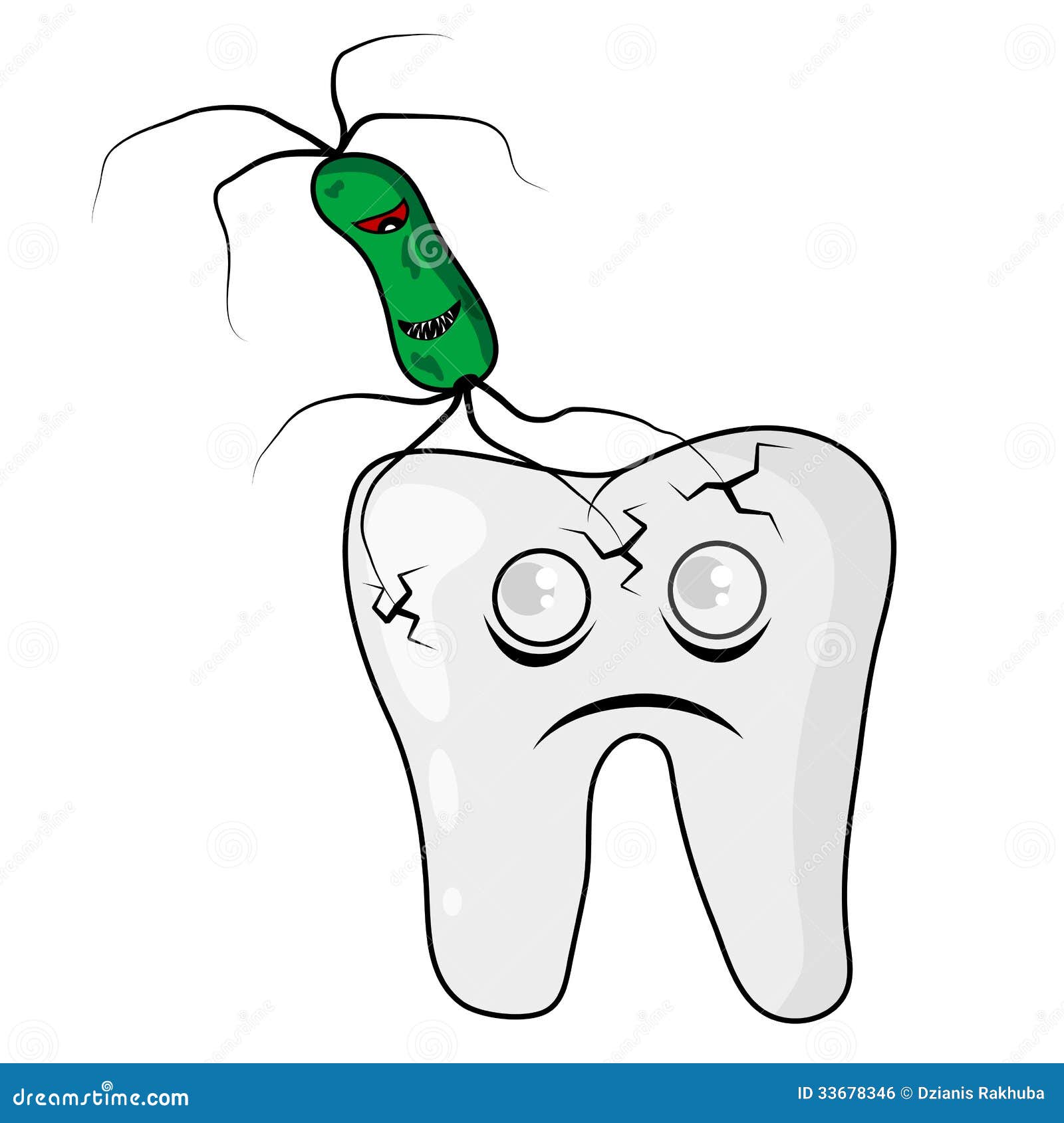Tooth Attacked By Germs Of Caries Vector Illustration | CartoonDealer ...