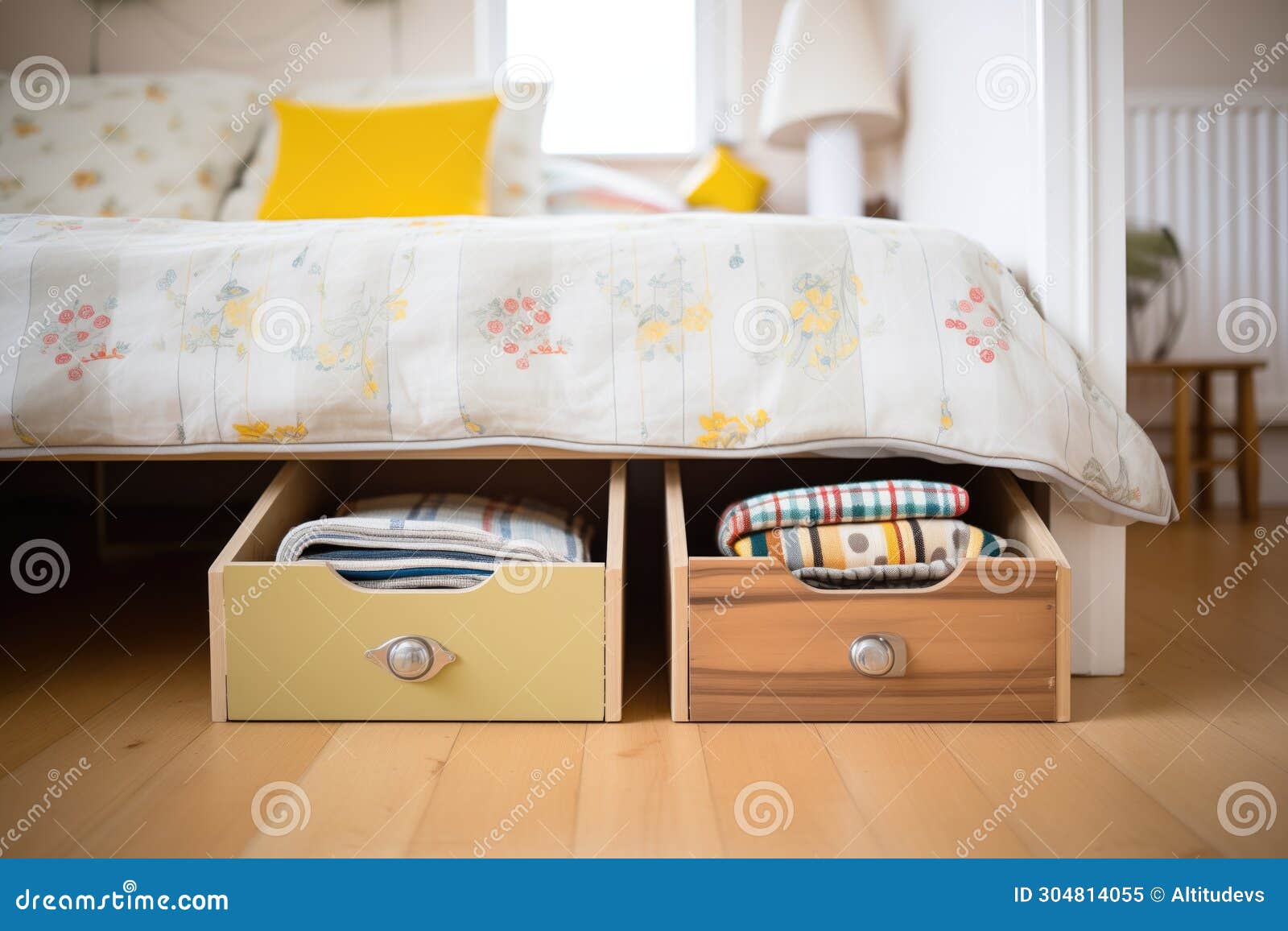 Under-bed Storage Boxes in a Tidy Bedroom Stock Image - Image of home ...