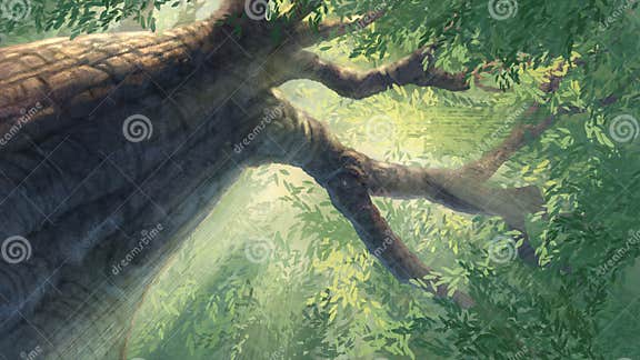 Under the big tree stock illustration. Illustration of cartoon - 67047176