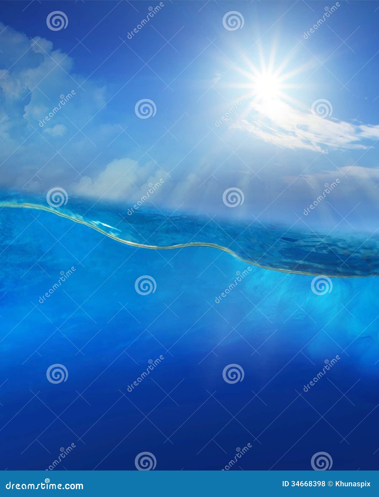 Under Blue Water with Sun Shining Above Stock Photo - Image of ocean ...