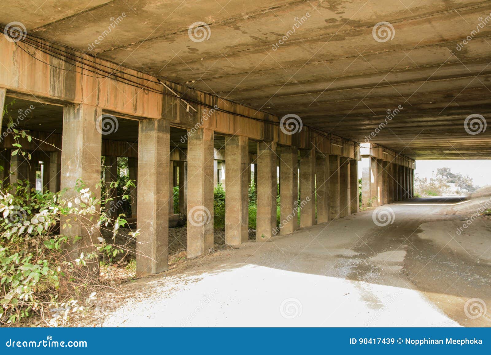 Under Bridge with Bridge Pillar Stock Image - Image of infrastructure ...