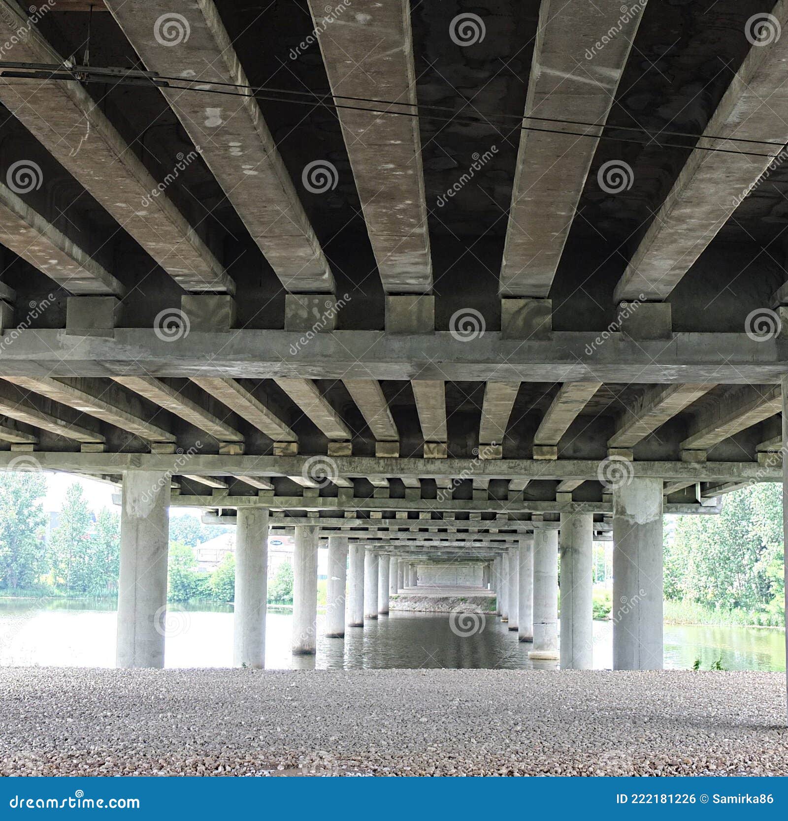 Under the Bridge Ebgineering Columns Construction View Stock Photo ...