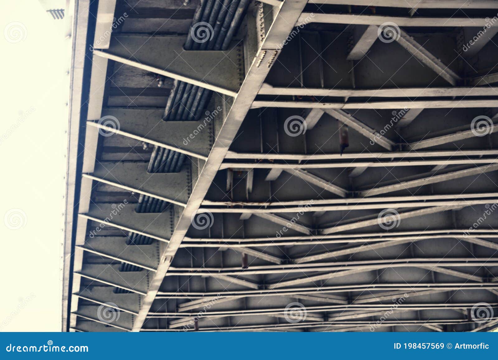 Under Bridge Constructon View Bottom Up with Sky Background Stock Image ...