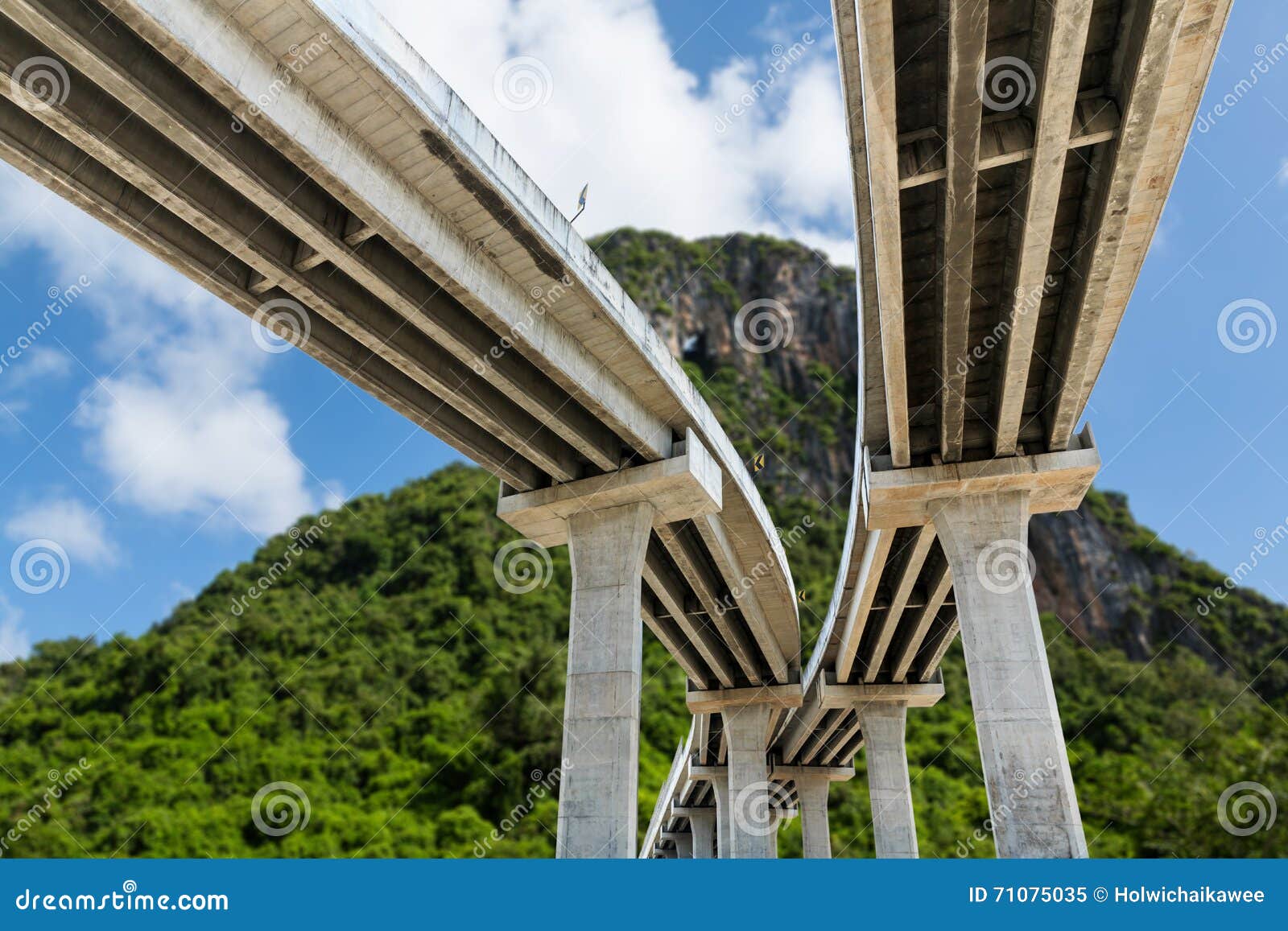 Under Bridge Expressway with Blue Sky and Mountain Stock Image - Image ...