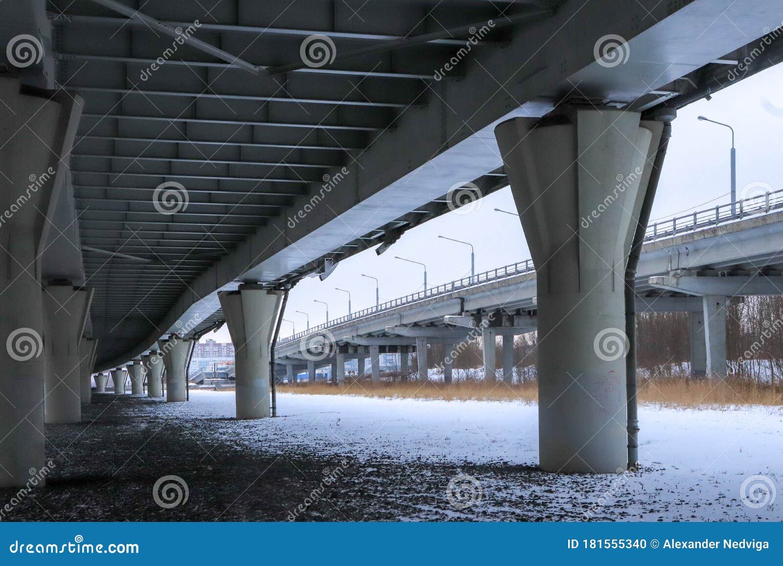 Under Bridge Massive Concrete Construction Stock Photo - Image of ...
