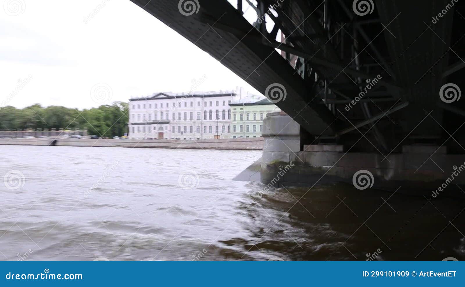 Under Bridge Passes Ship Channel - Arch Bridge Structure Stock Video ...
