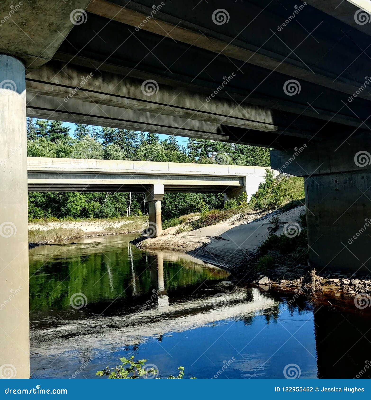 Under bridge stock photo. Image of water, blue, trees - 132955462