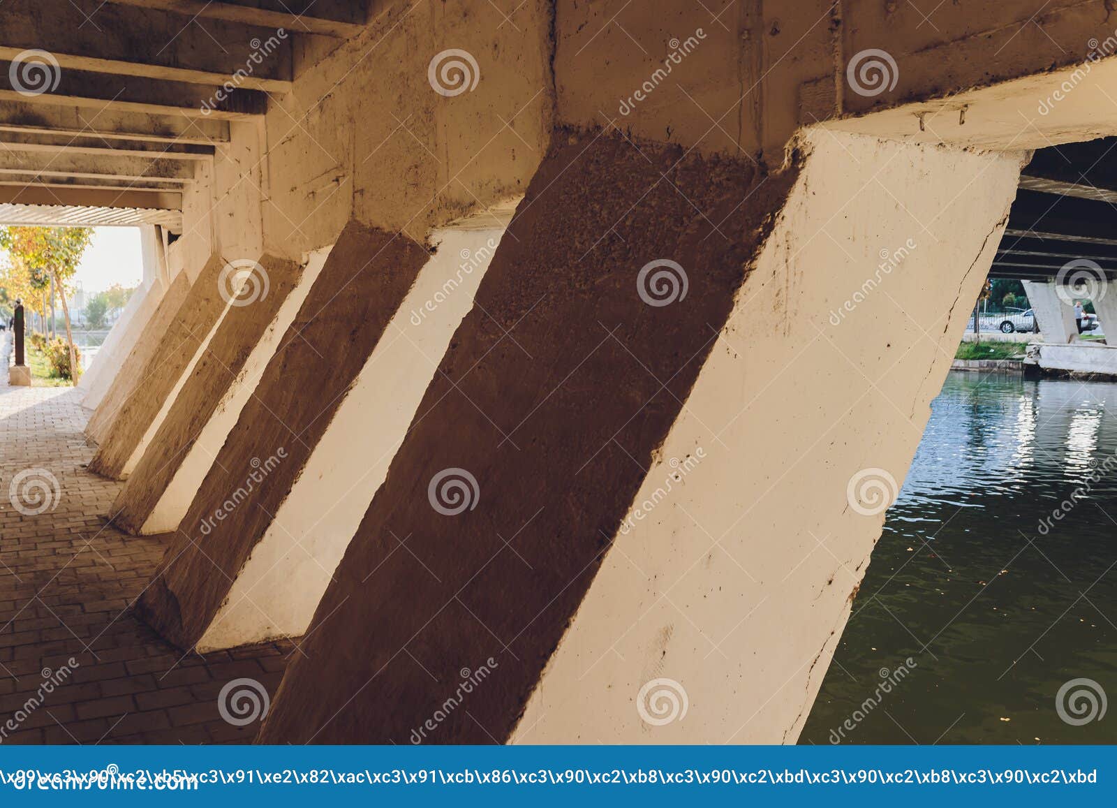 Under the Bridge. the Rhythm of the Concrete Pillars of the Bridge ...