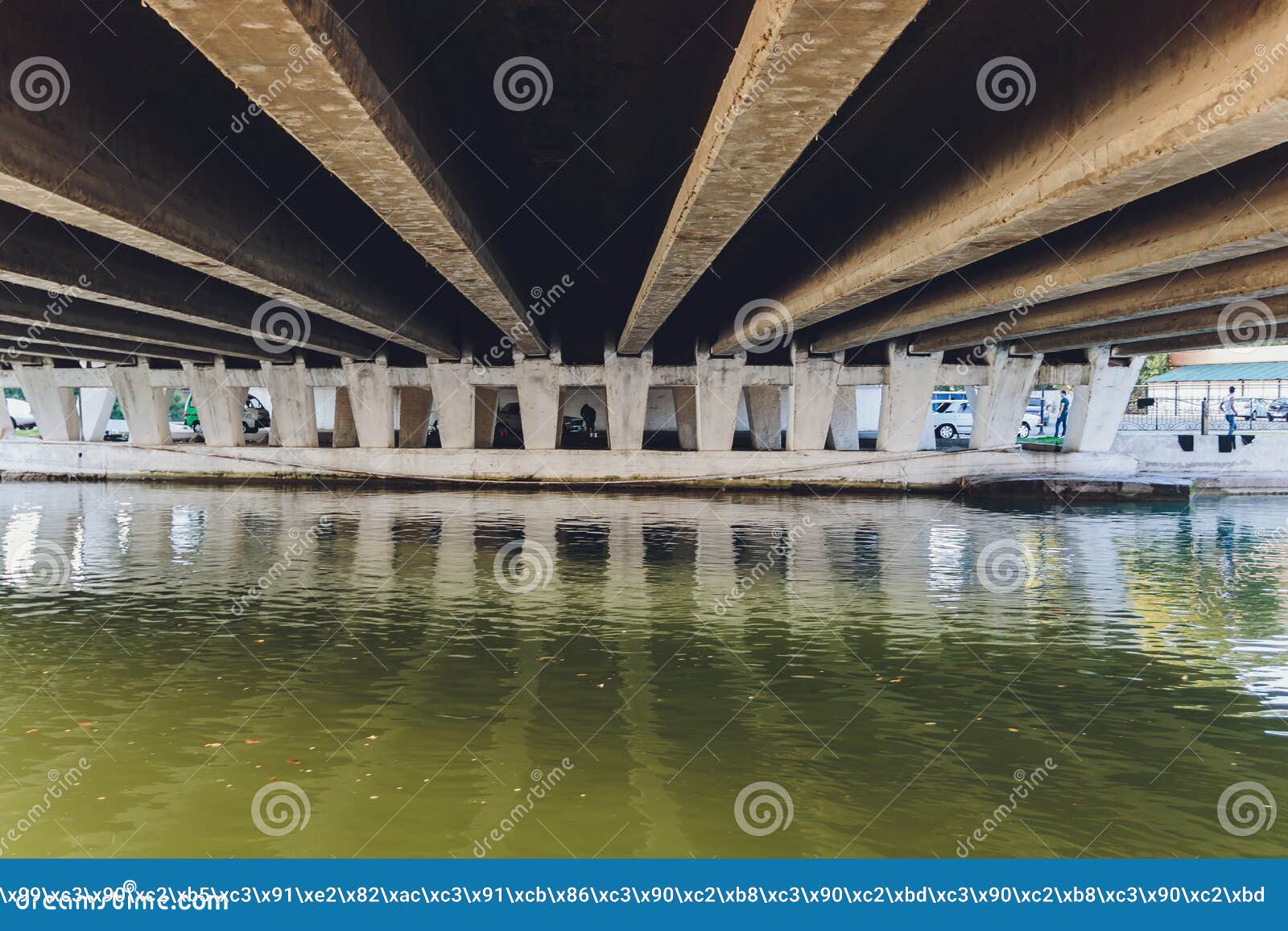 Under the Bridge. the Rhythm of the Concrete Pillars of the Bridge ...