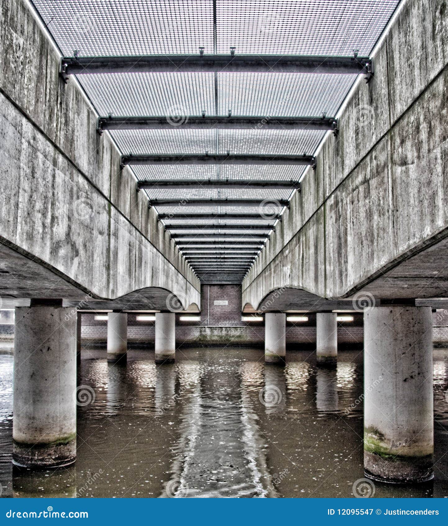 Under a Bridge Urban Water. Stock Image - Image of construction ...