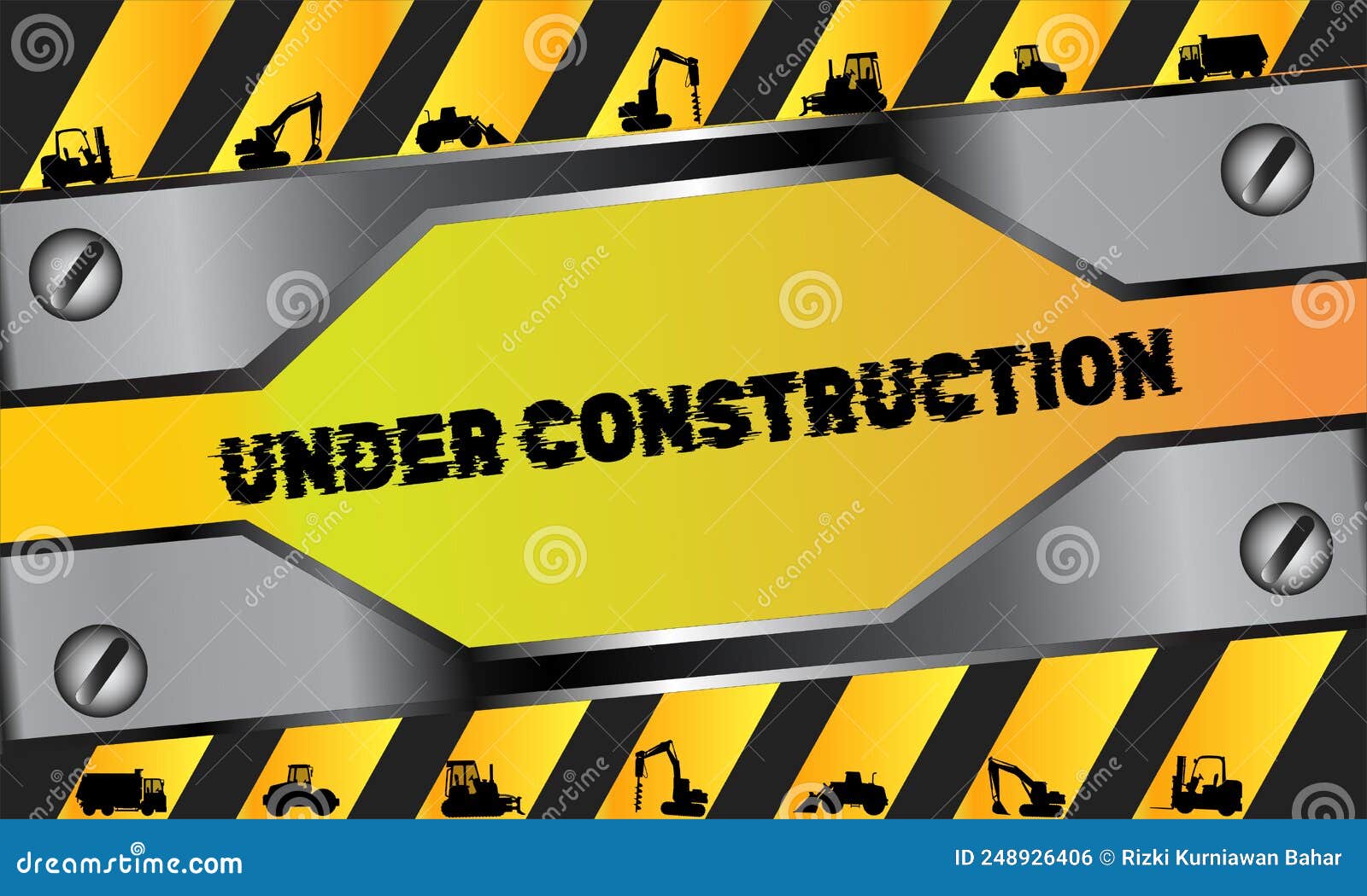 Under Construction Background with Metal Border Stock Vector ...