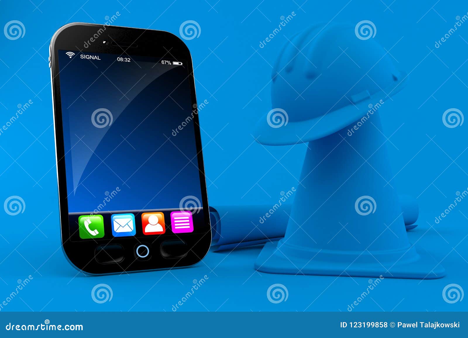 Under Construction Background with Smart Phone Stock Illustration ...