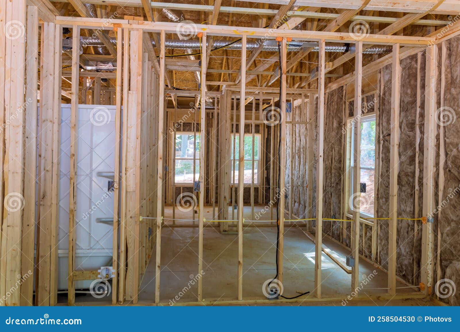 Under Construction Beam Framing Structure of a Timber Frame Home on the ...