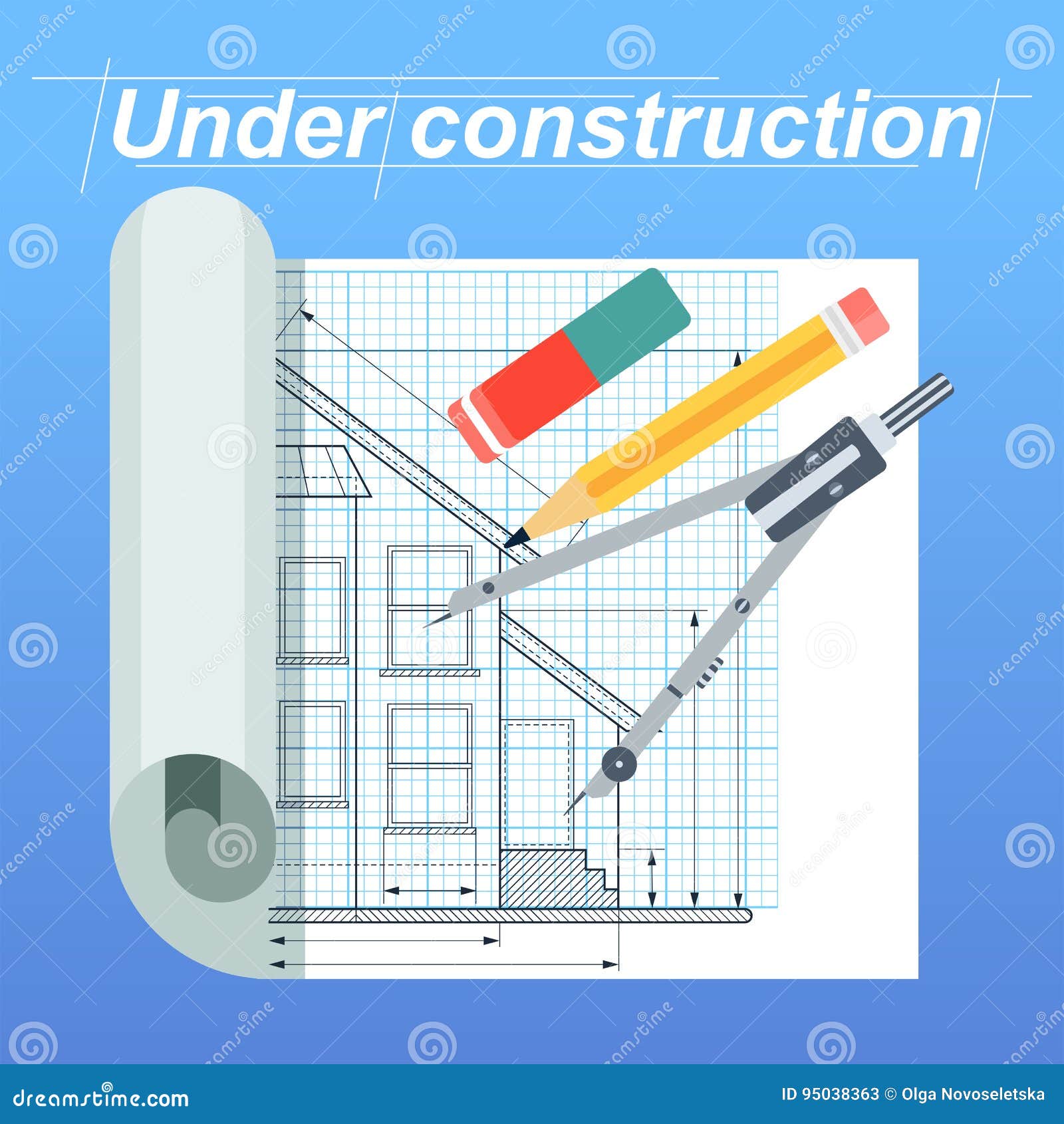 Under Construction Blue Poster Stock Vector - Illustration of engineer ...