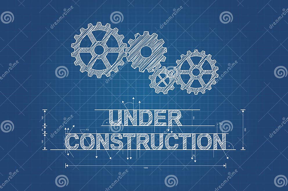 Under Construction Blueprint, Technical Drawing Stock Vector ...