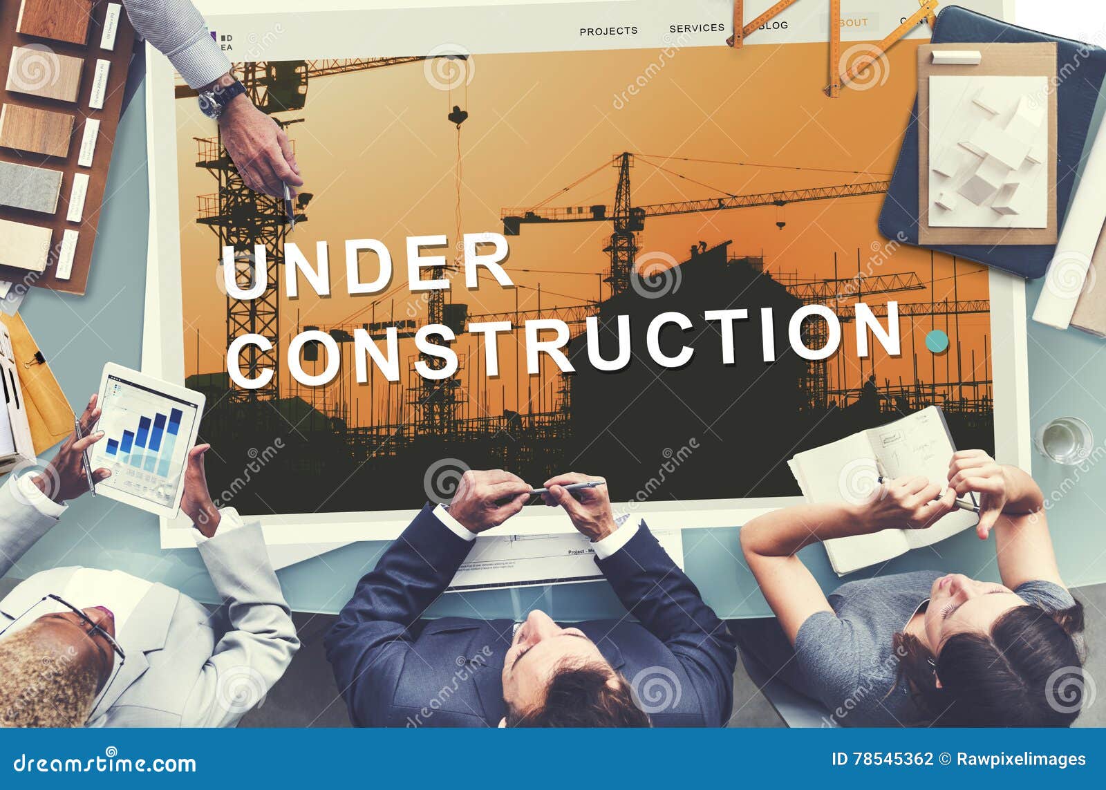 Under Construction Building Architecture Concept Stock Photo - Image of ...