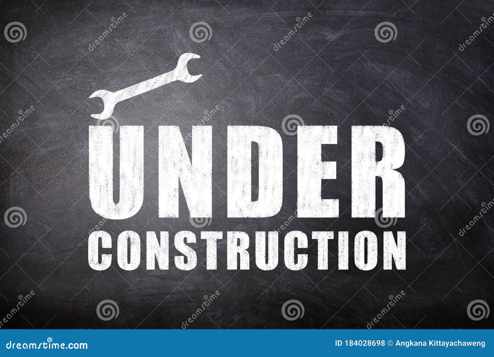 White Text Wording Under Construction Chalk Doodle on Chalkboard. Stock ...