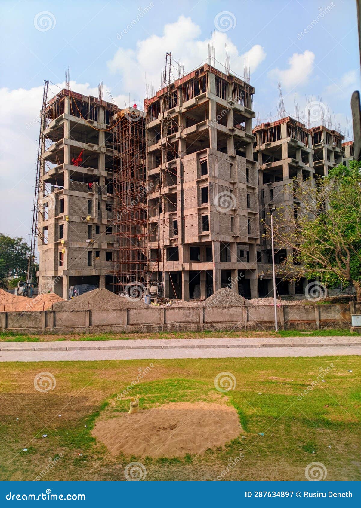 Under Construction Buildings Huge Stock Image - Image of huge, tree ...