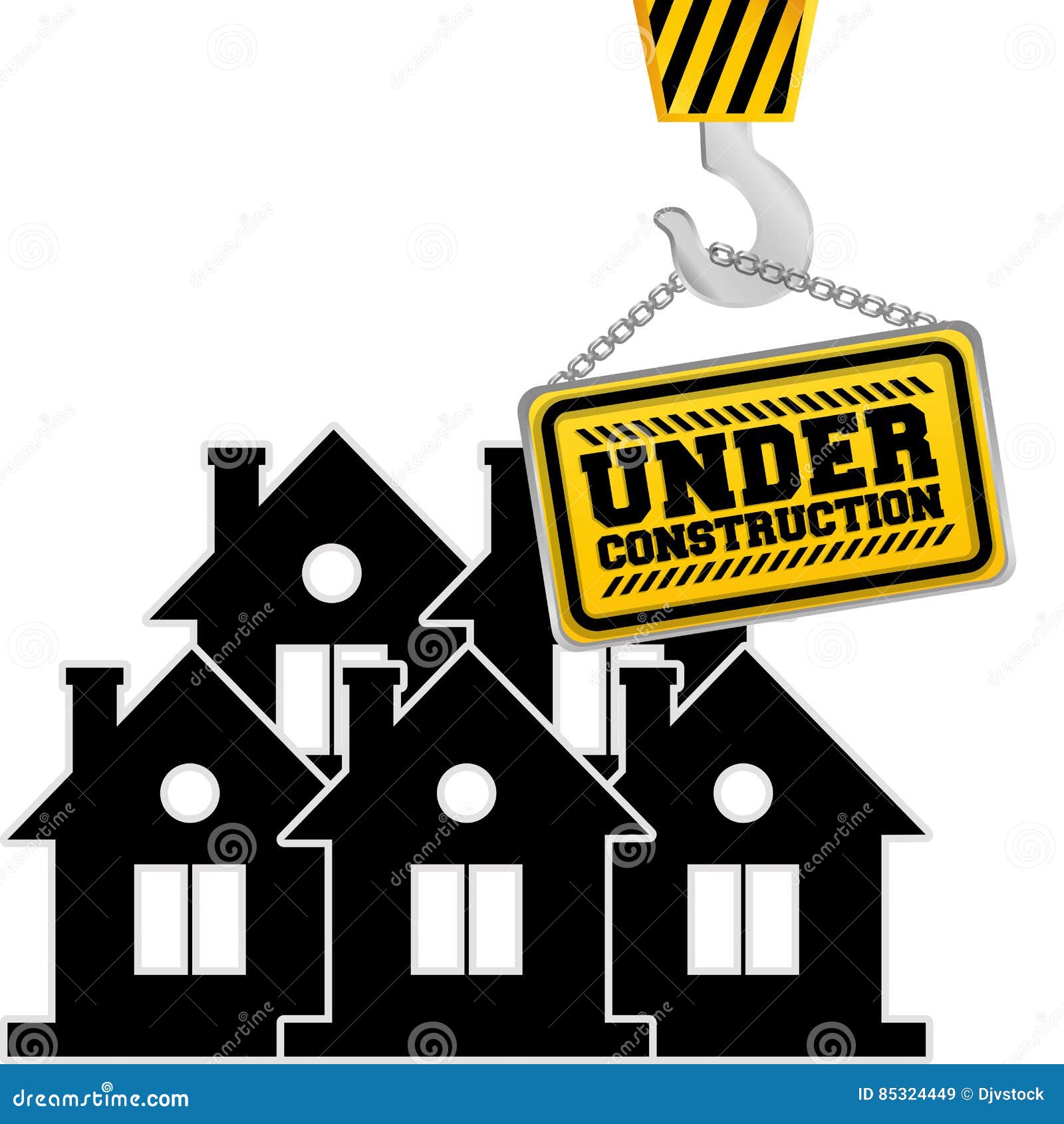 Under Construction Chain Sign Hanging Crane Stock Illustration ...
