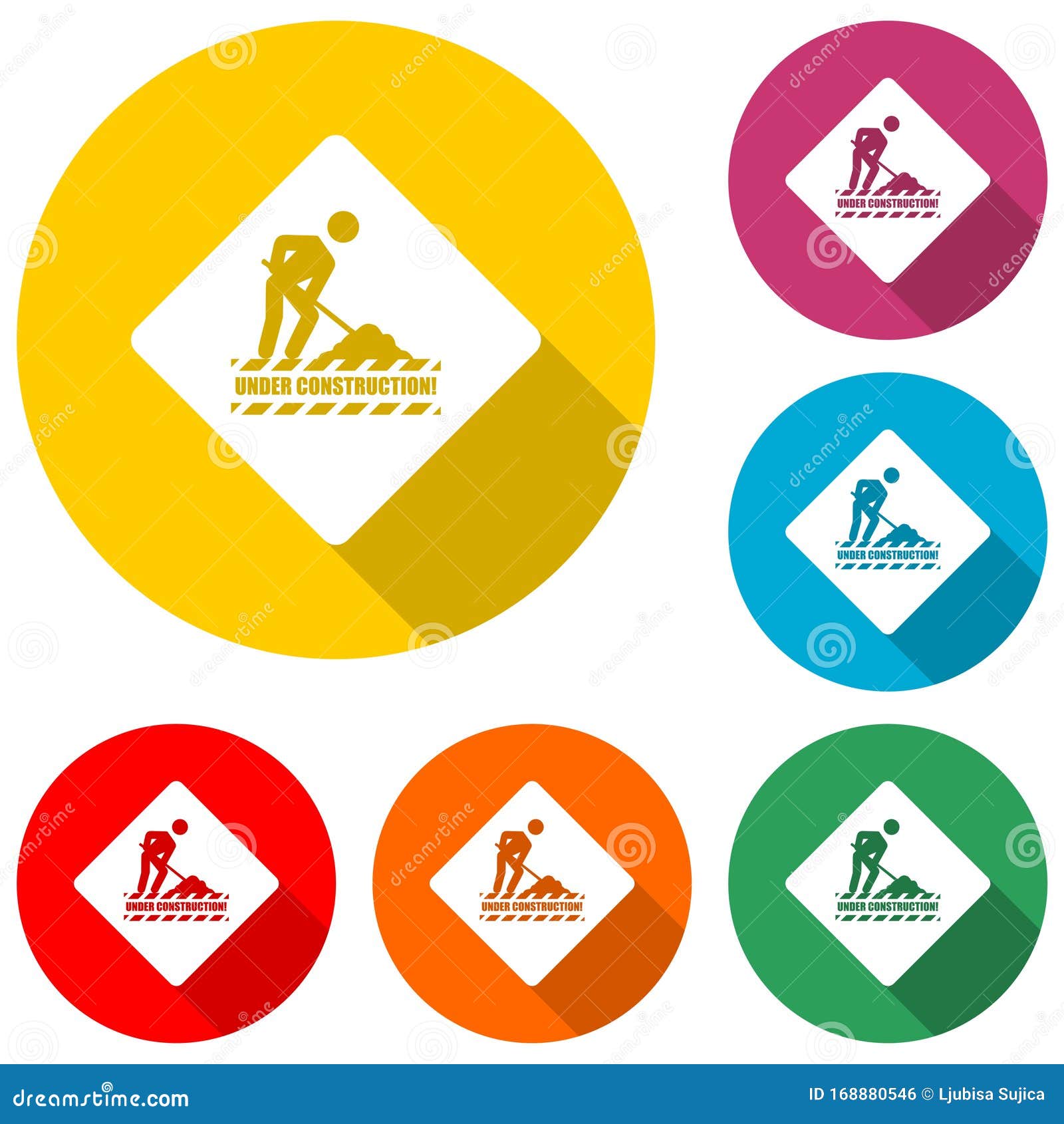 Under Construction Clean Sign with Long Shadow Stock Vector ...