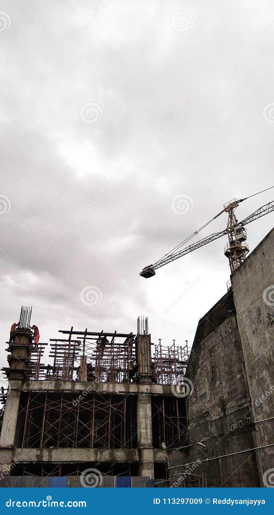 Under the Construction with Cloudy Sky Stock Image - Image of fresh ...