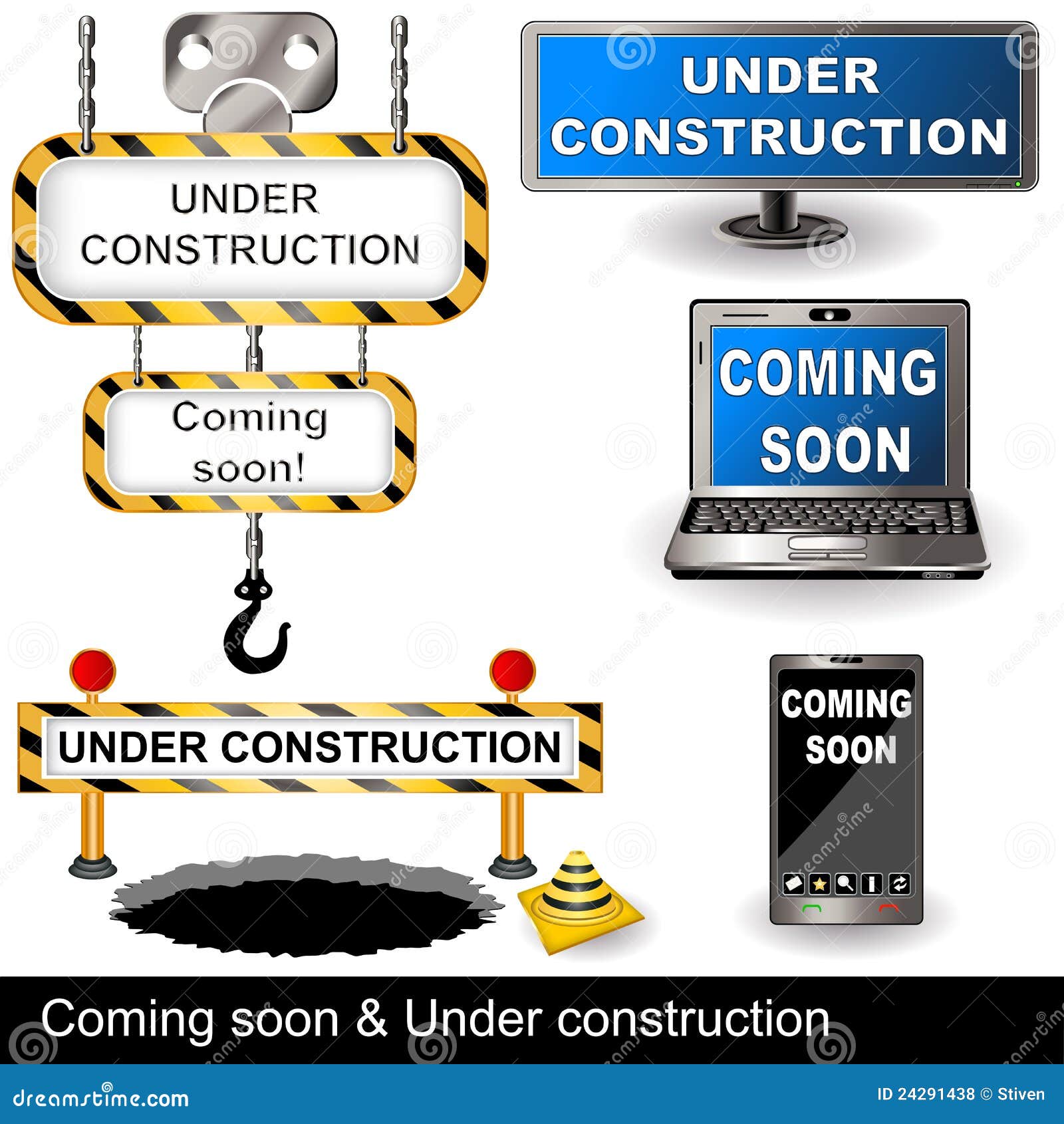 Under Construction and Coming Soon Stock Vector - Illustration of ...