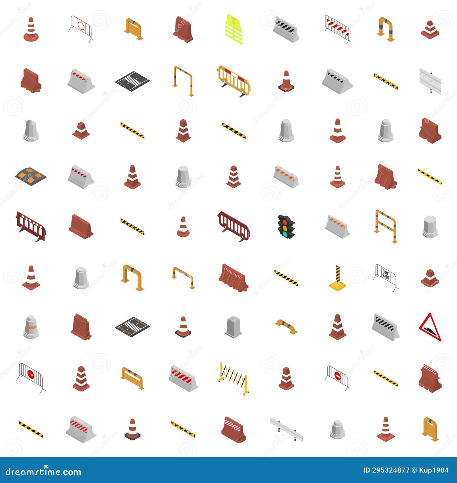 Under Construction Design Elements in 3D, Vector Illustration Stock Vector - Illustration of ...