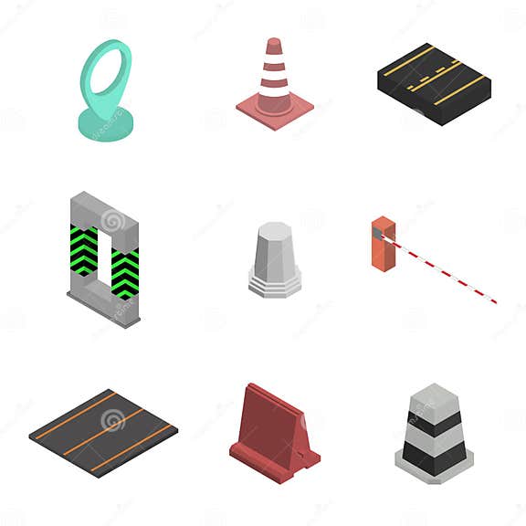 Under Construction Design Elements, Flat 3D Isometric Style Stock Vector - Illustration of ...