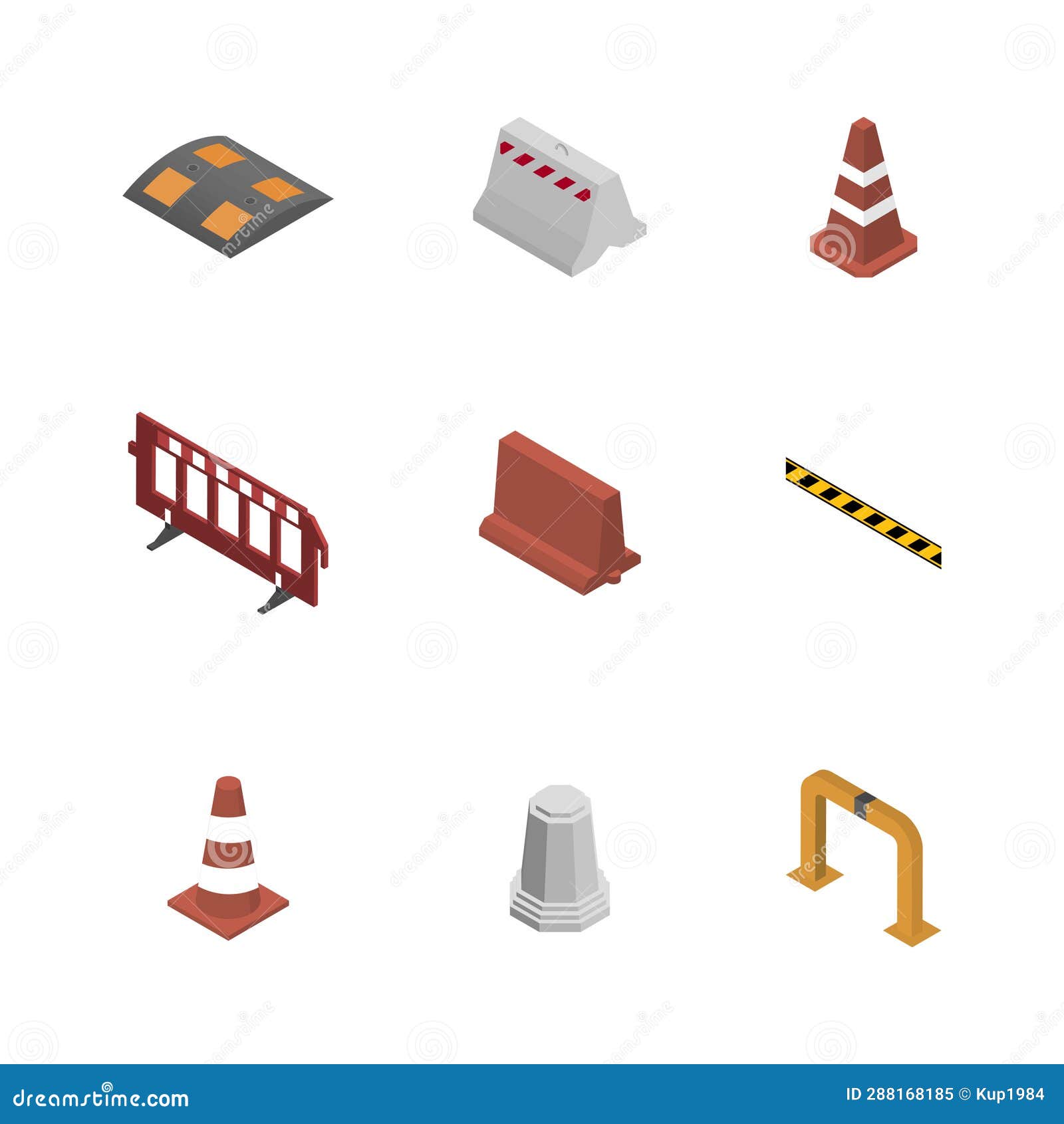 Under Construction Design Elements, Flat 3D Isometric Style Stock Vector - Illustration of ...